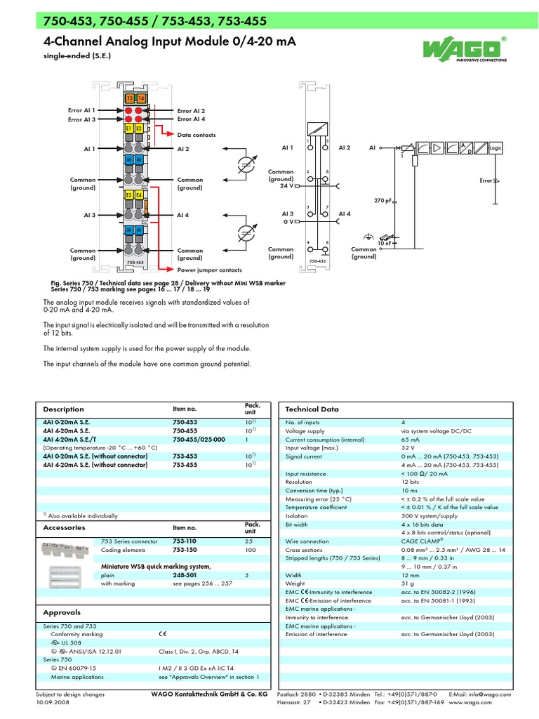 WAGO AI 4channel | PDF | Electromagnetic Compatibility | Electromagnetism