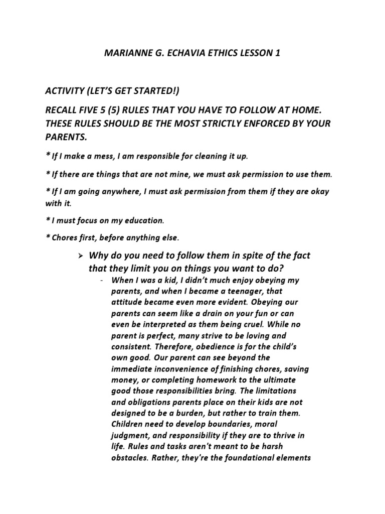 Ethics Module 1 Lesson 1 | PDF | Quarantine | Obedience (Human Behavior)