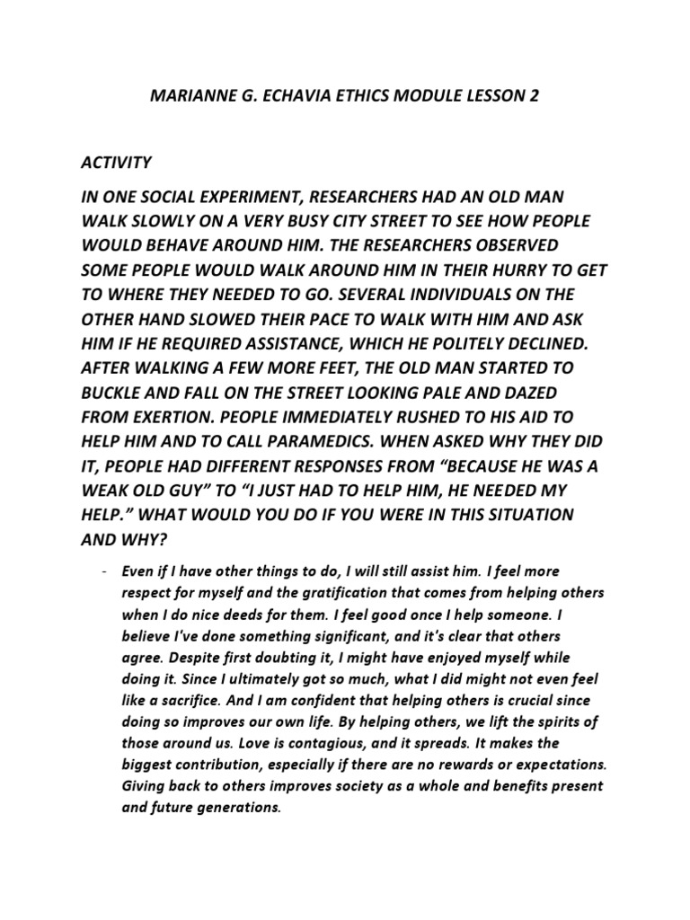 Ethics Module 1 Lesson 2 | PDF | Motivational | Motivation