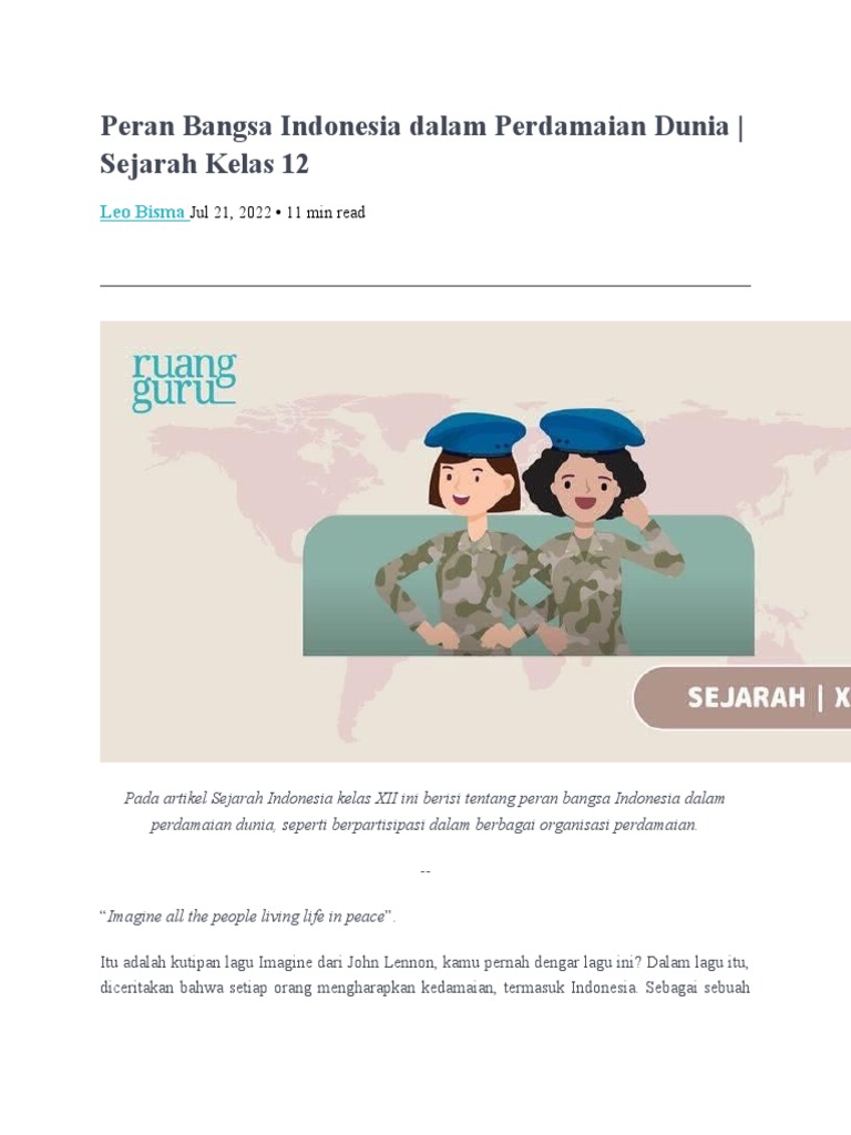 Peran Bangsa Indonesia Dalam Perdamaian Dunia | PDF