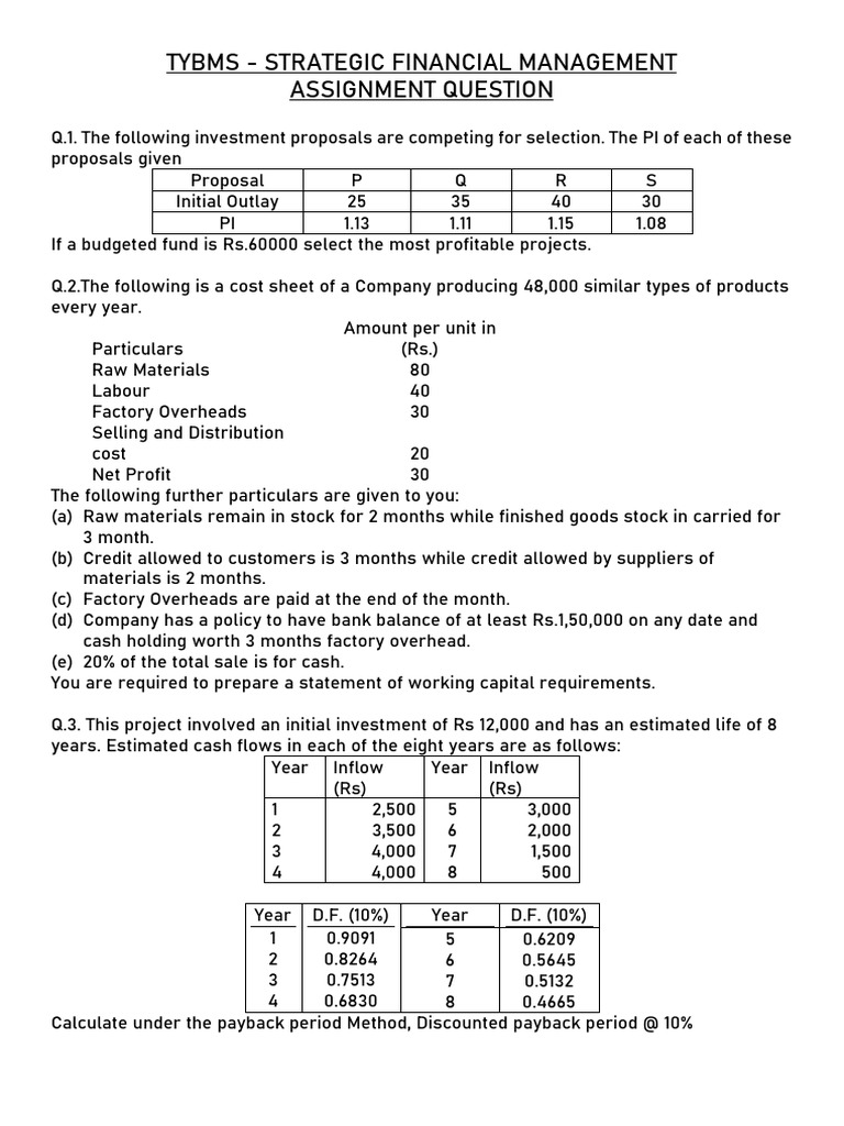 Tybms Sem Vi SFM Asssignment | PDF