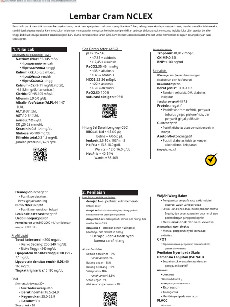 NCLEX Cram Sheet - En.id | PDF