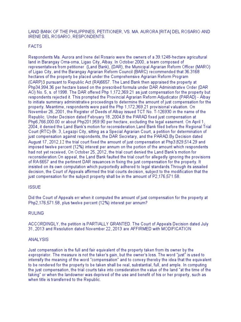 Determining Just Compensation for Expropriated Agricultural Land Under ...