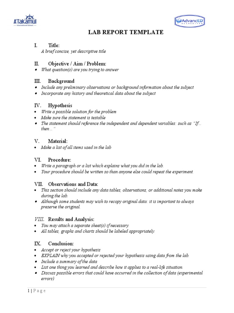 Lab Report Template | PDF | Experiment | Laboratories