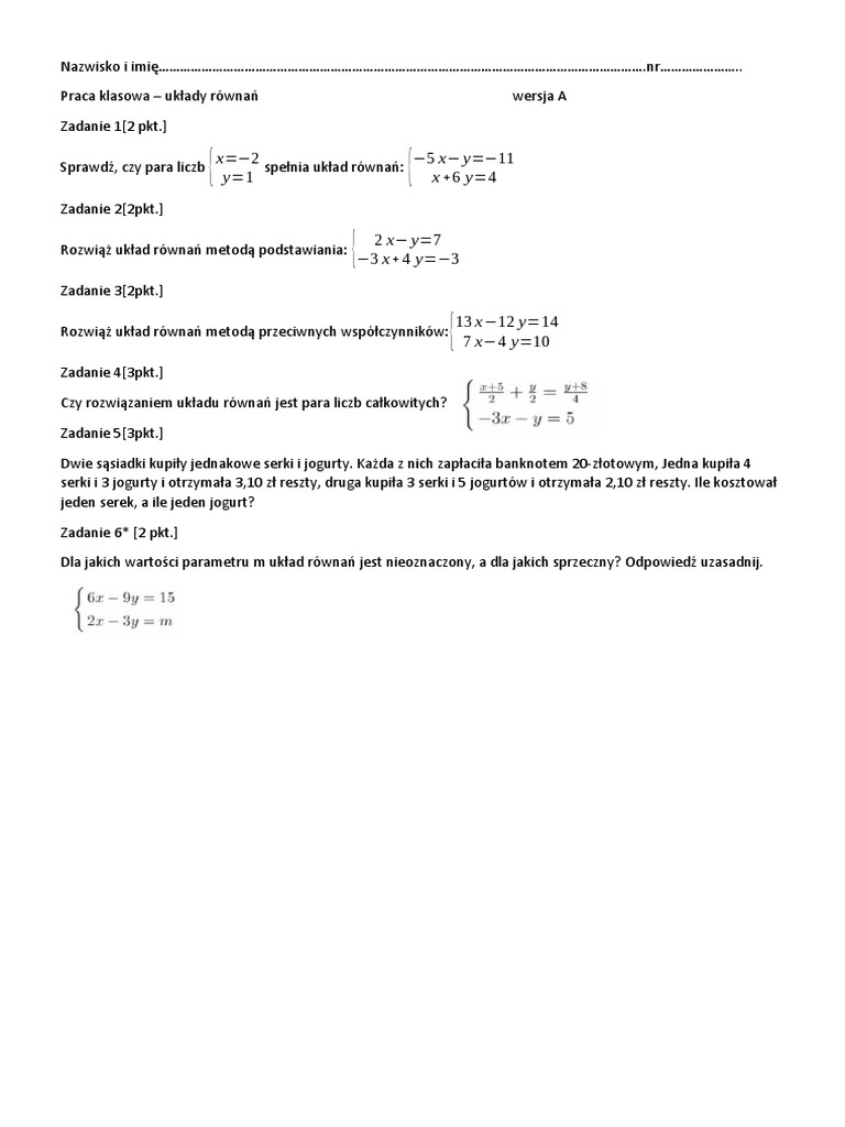 Układy Równań | PDF