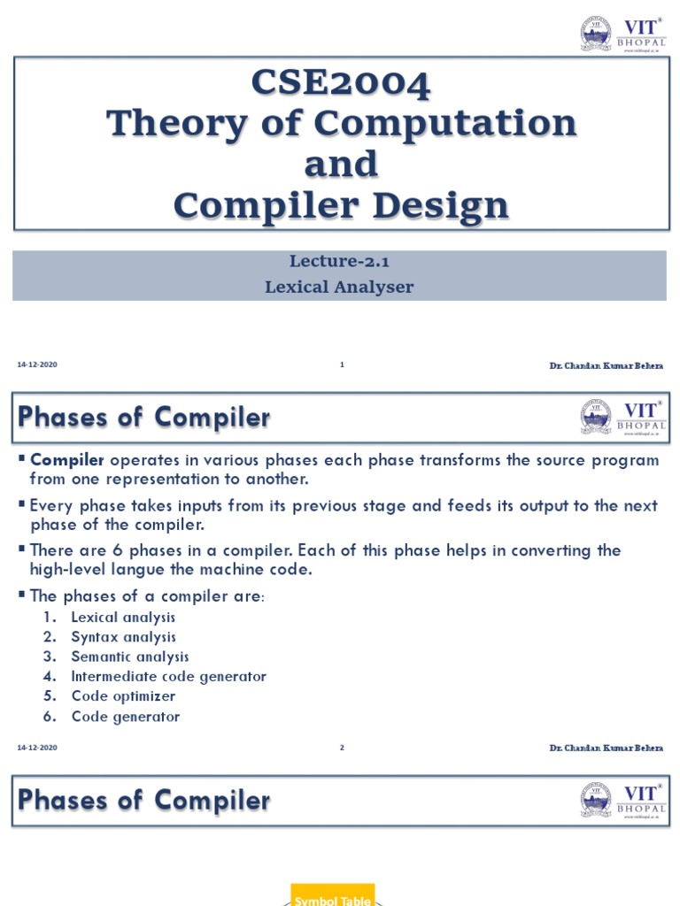 Lecture 2.1 - Lexical Analysis | PDF | Compiler | Computing