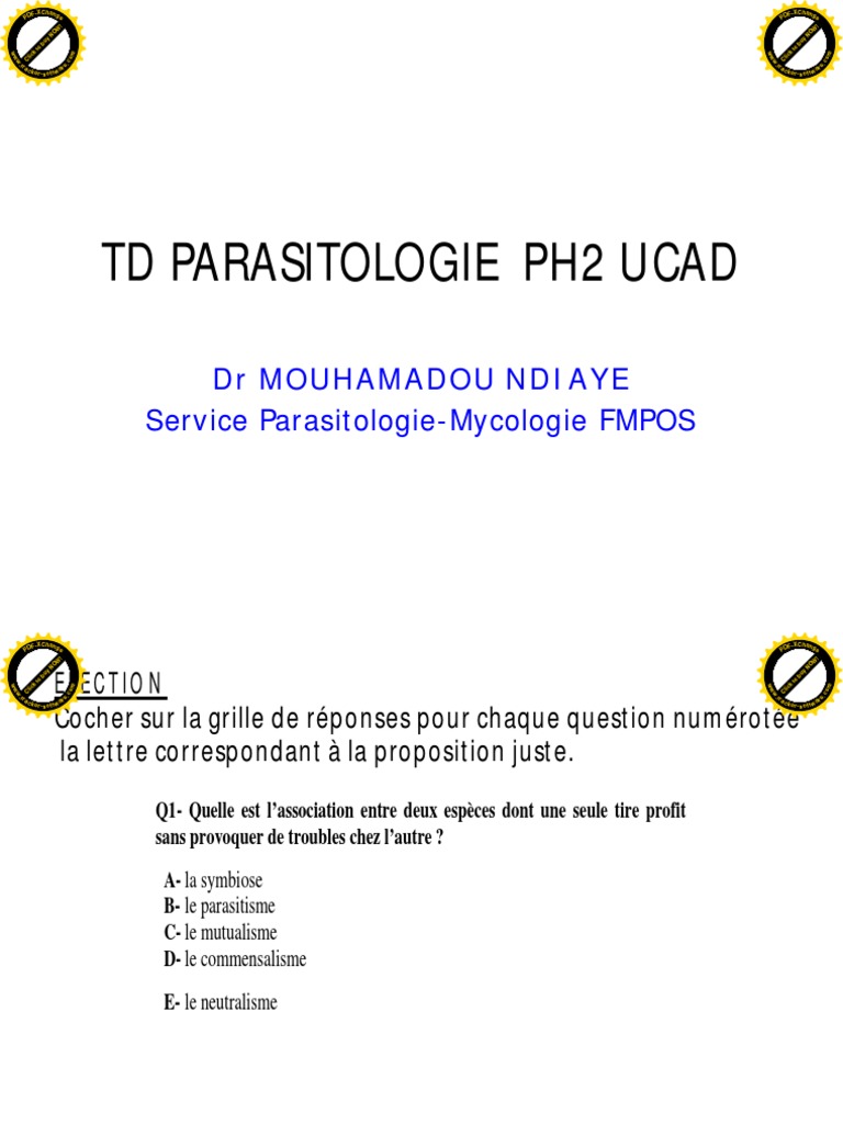 TD Parasitologie Ph2 Ucad | PDF | Spécialités médicales | Médecine clinique