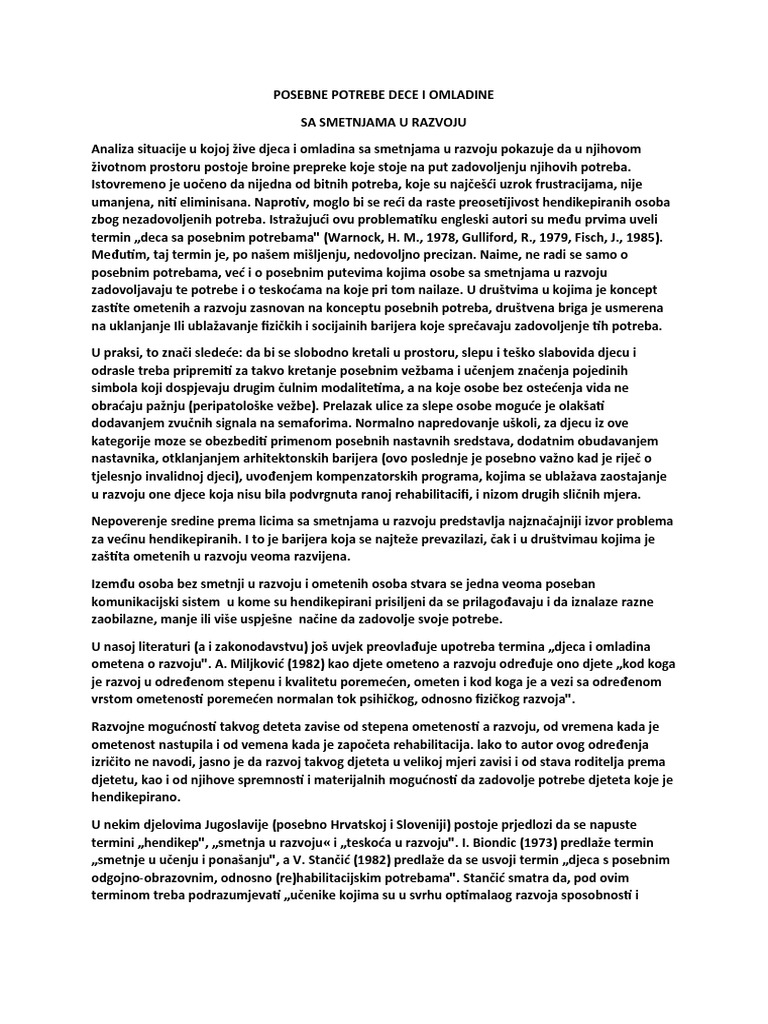 Smetnje U Razvoju | PDF