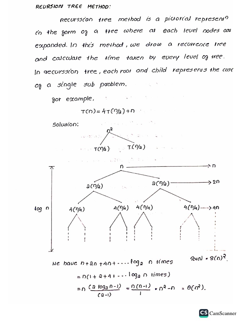 Recursion Tree Method in Recurrance - DAA | PDF