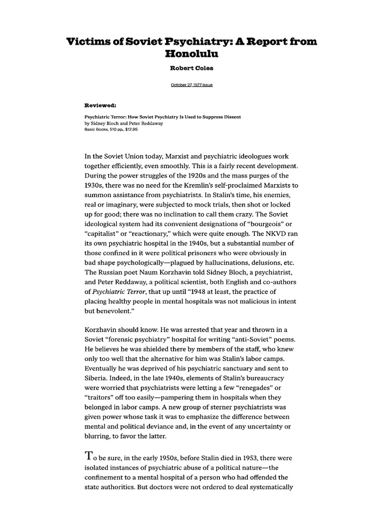 Victims of Soviet Psychiatry | PDF