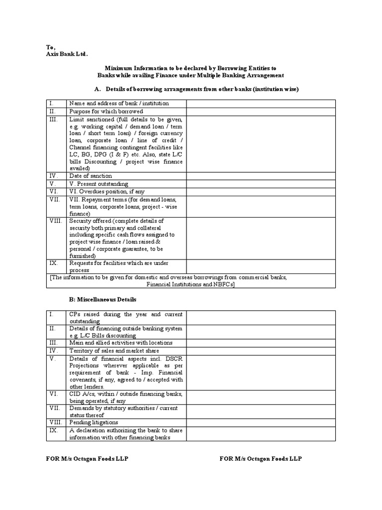 9.multiple Banking Arrangement Declaration | PDF