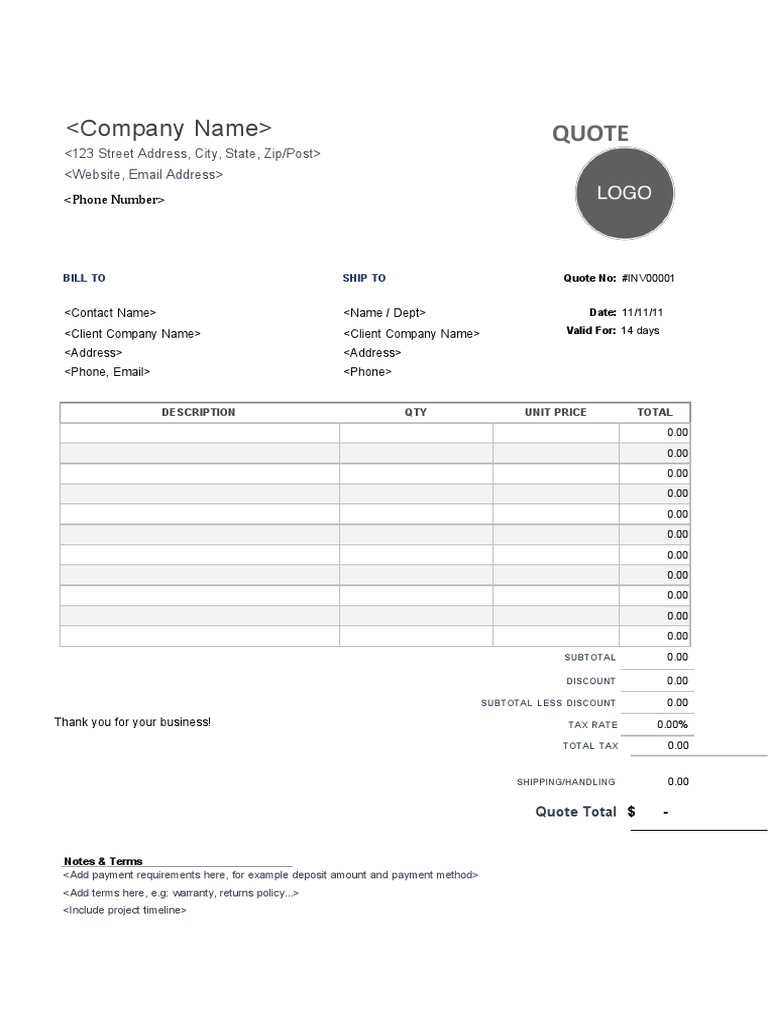 Quote Template 2 Word | PDF | Economies | Business