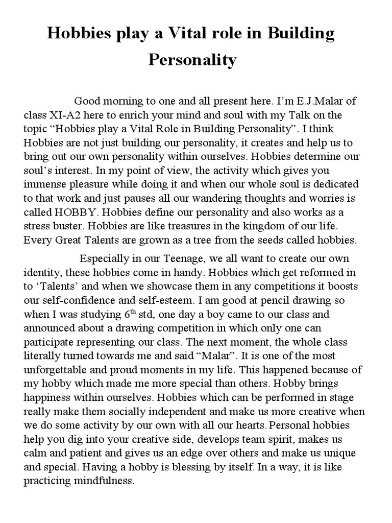 Eng Speech - Hobby | PDF