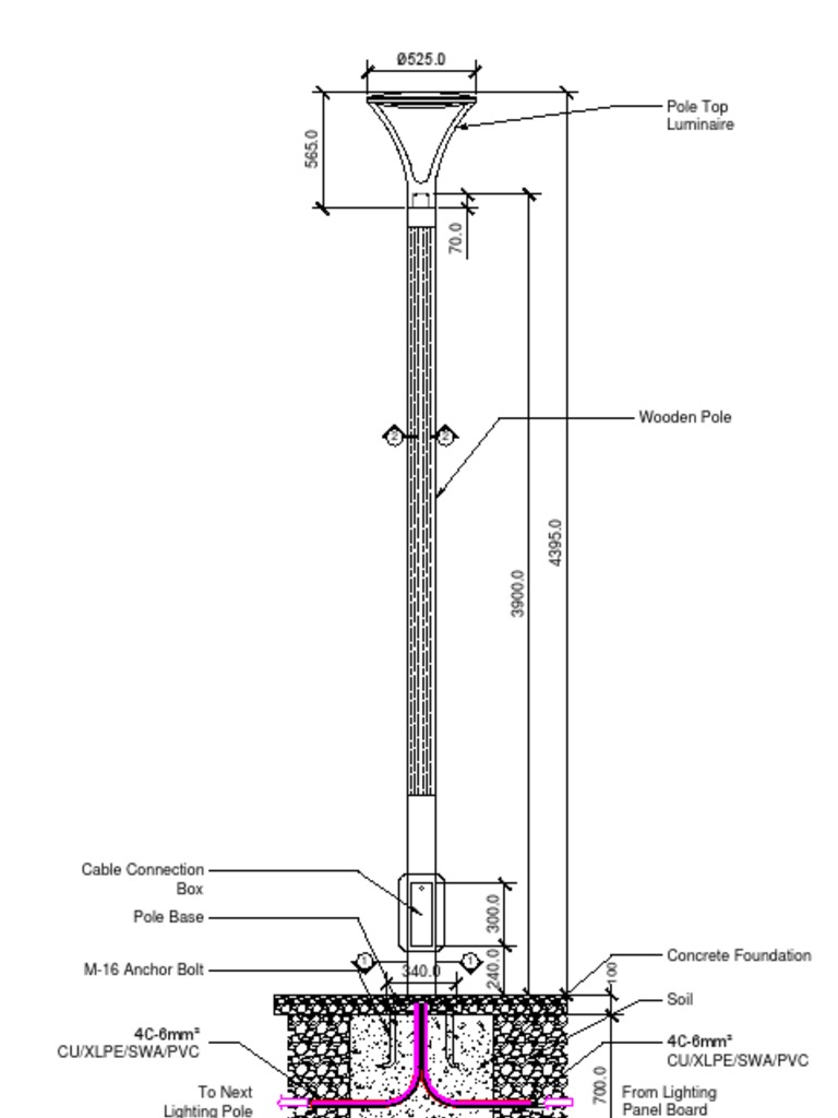 Lighting Pole Detail | PDF | Civil Engineering | Components