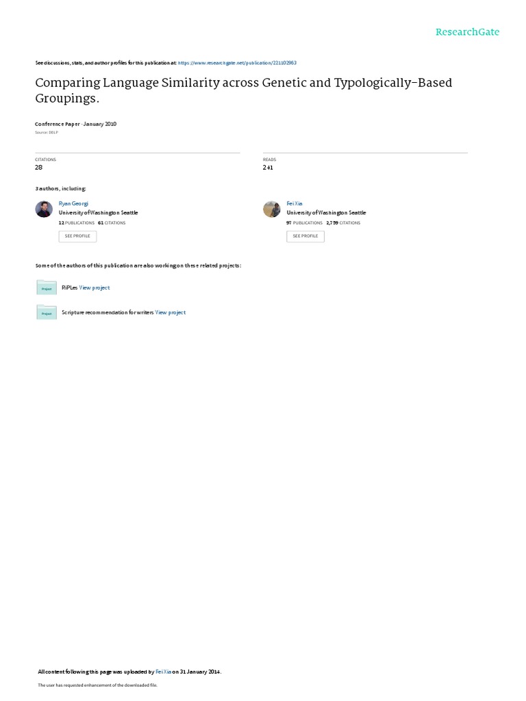 Comparing Language Similarity Across Genetic and T | PDF | Human ...