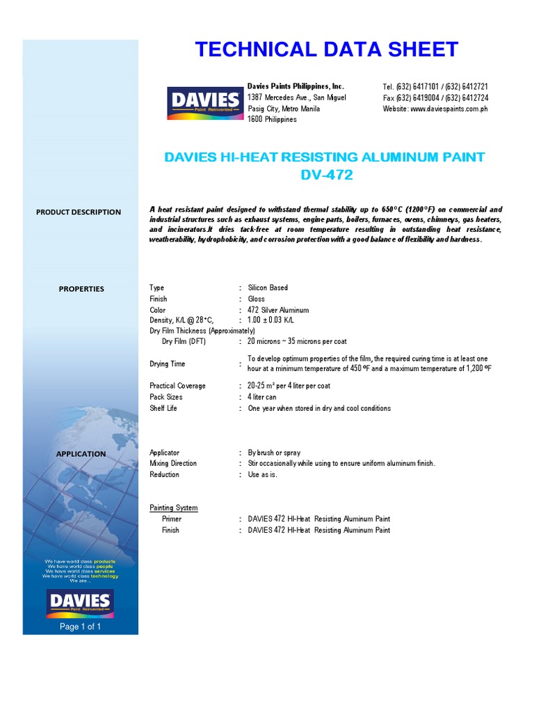 Davies Hi-Heat Aluminum Paint Overview | PDF | Paint | Building Engineering