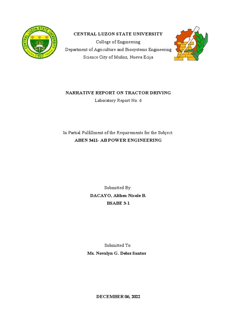Laboratory Exercise No. 6 Narrative Report 2 | PDF | Tractor | Clutch