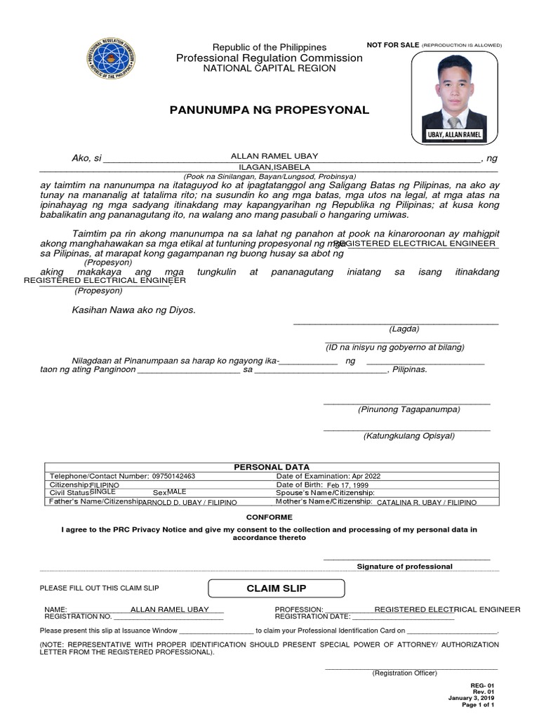 Panunumpa NG Propesyonal: Professional Regulation Commission | PDF