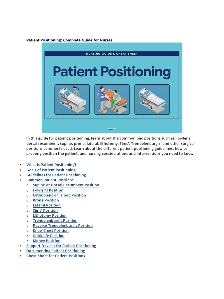 Proper Positioning | PDF | Anatomical Terms Of Motion | Abdomen