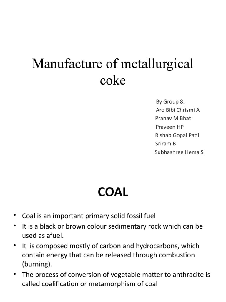 Manufacture of Metallurgical Coke | PDF | Coal | Coke (Fuel)