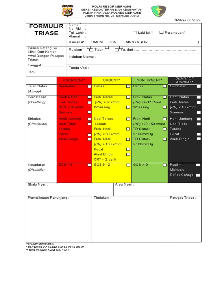 RMJ Formulir Triase | PDF