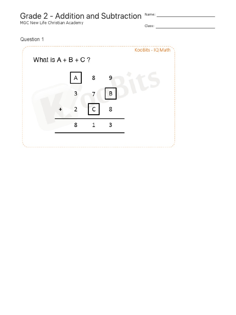 Grade 2 - Addition and Subtraction | PDF | Weight | Mathematics