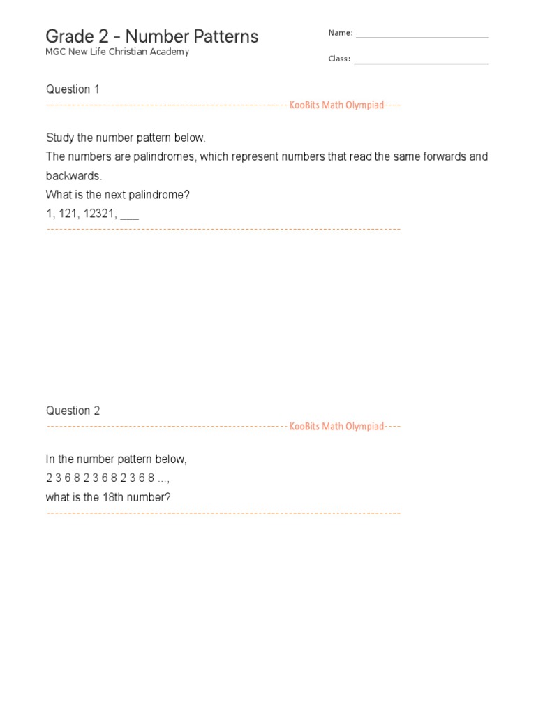 Grade 2 - Number Patterns | PDF | Arithmetic | Mathematics