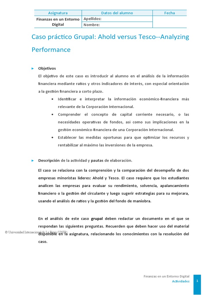 Caso 1. Guía Caso AHOLD Vs TESCO | PDF Caso 1. Guía Caso AHOLD Vs TESCO | PDF