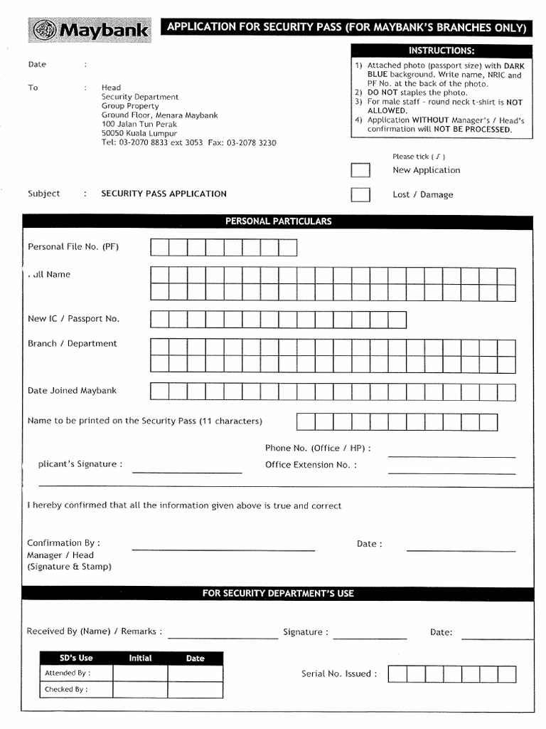Security Pass Application Branches Pdf