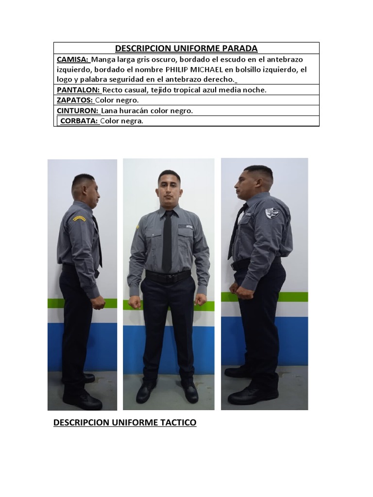 Descripcion Uniforme Parada | PDF