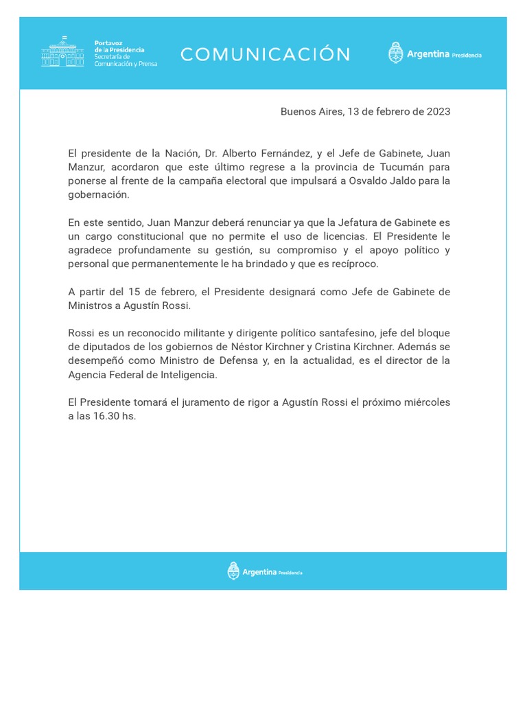 Comunicado Presidencia | PDF