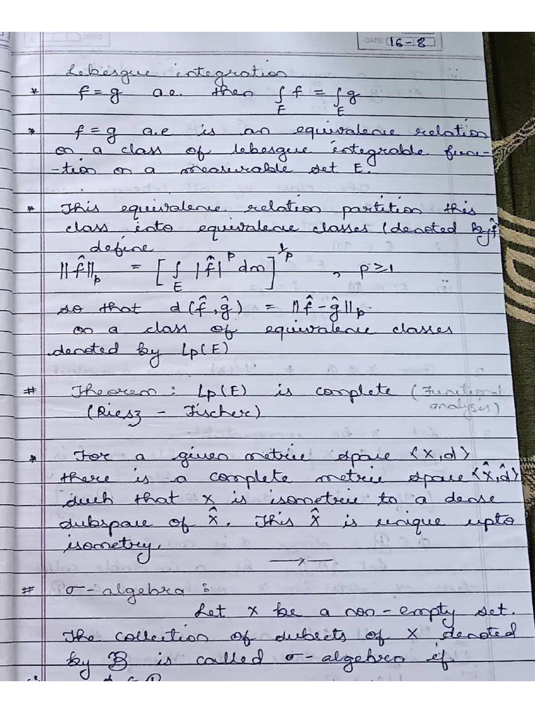 MSC Mathematics Integration Theory Notes | PDF