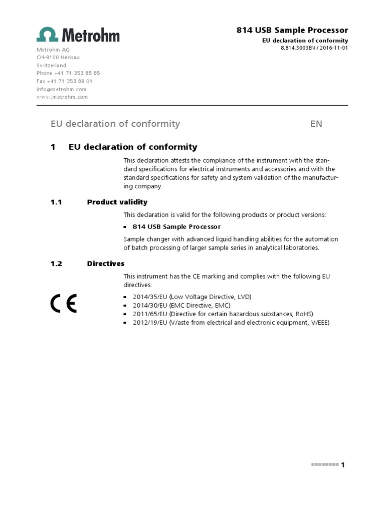 88143003EN CONF 814 USB Sample Processor | Download Free PDF | Electromagnetic Compatibility ...