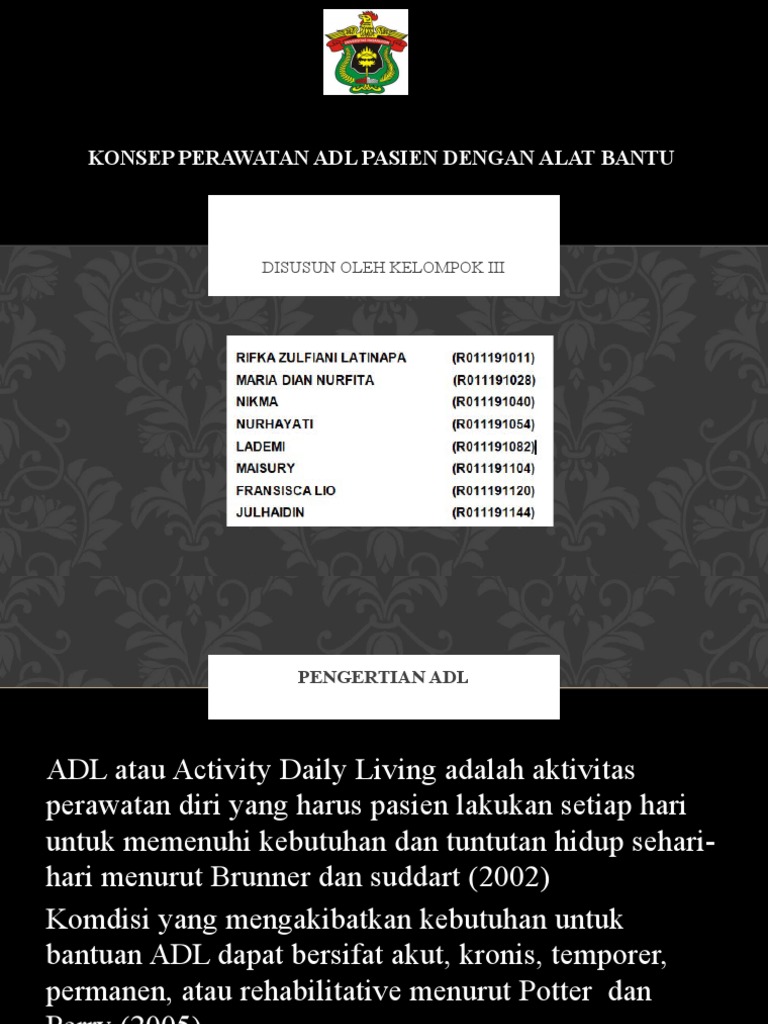 3akonsep Perawatan Adl Pasien Dengan Alat Bantu | PDF | Pengembangan Diri
