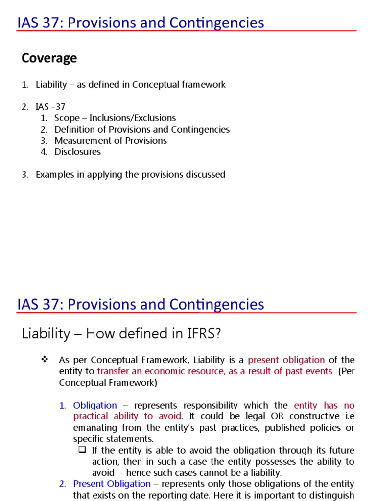 Chap - 1 IAS 37 Provisions and Contingencies | PDF | International ...