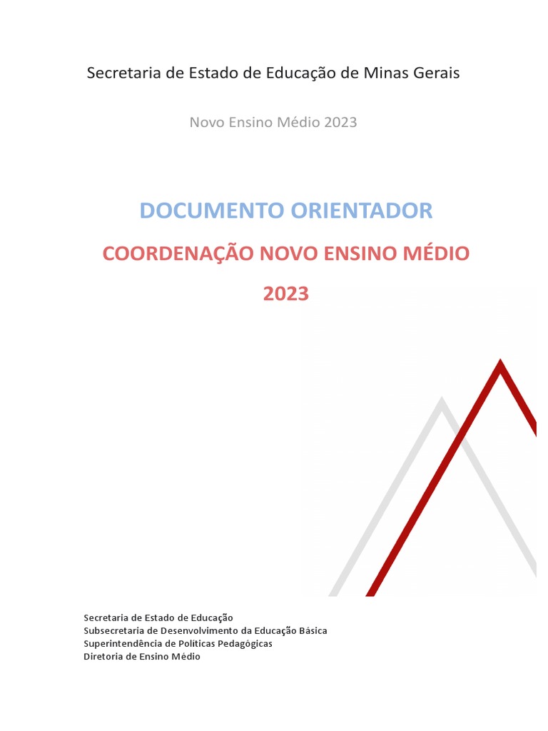 SEEMG Documento Orientador Coordenador Novo Ensino Médio 2023 | PDF ...