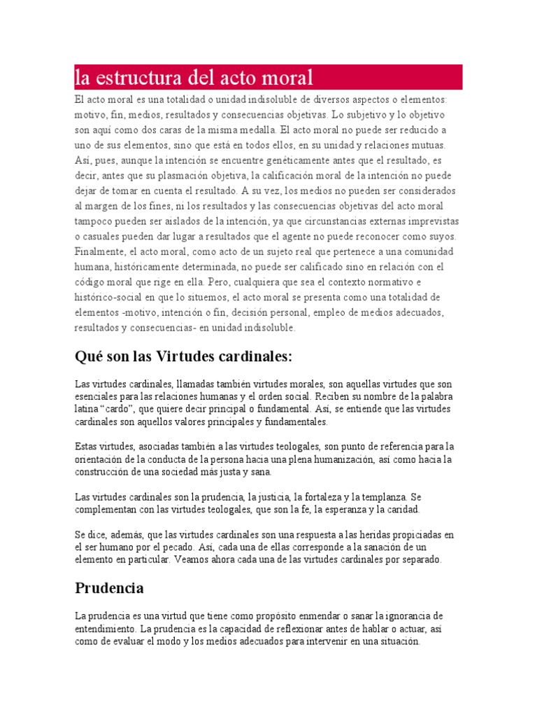 La Estructura Del Acto Moral | PDF | Moralidad | Virtud