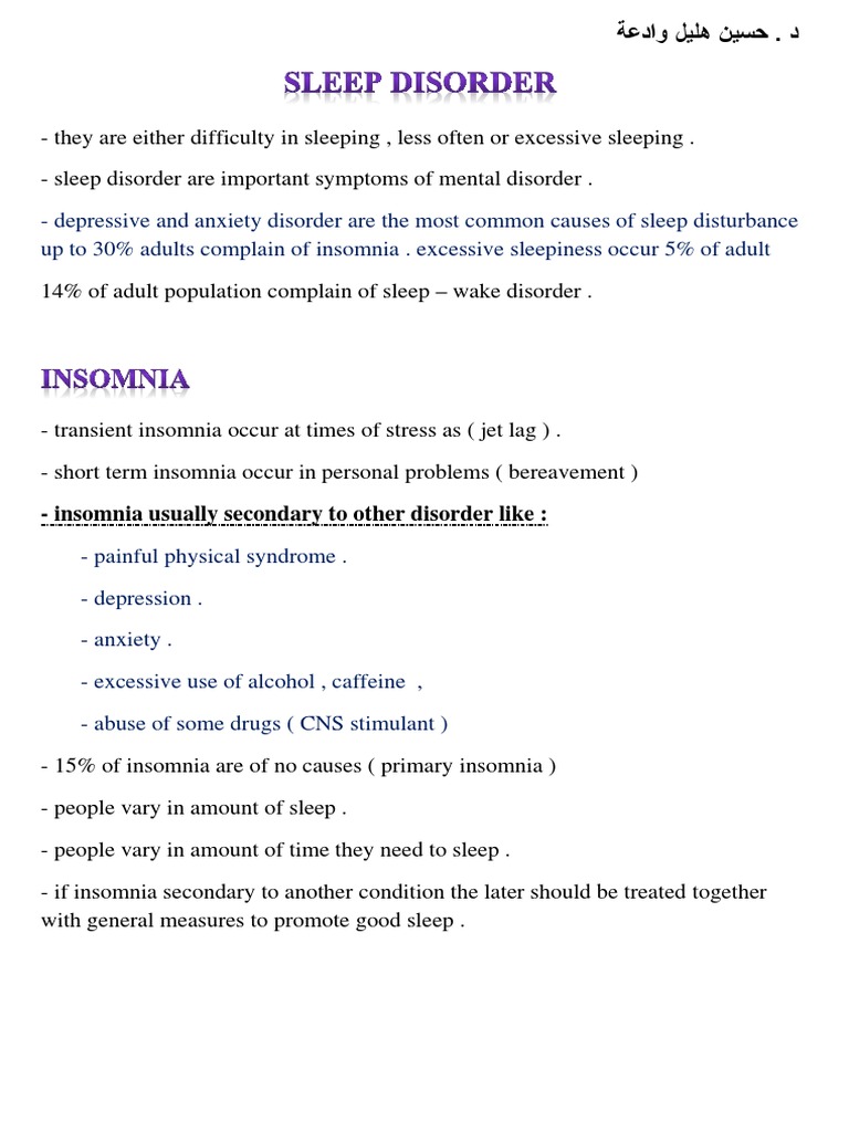 Sleep Disorders Pdf Sleep Disorder Sleep