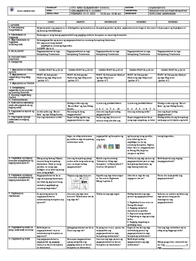 Q3 Week 1 Esp DLL | PDF
