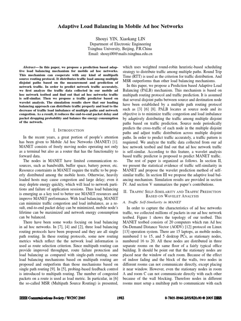 Adaptive Load Balancing in Mobile Ad Hoc Networks: Shouyi YIN, Xiaokang ...