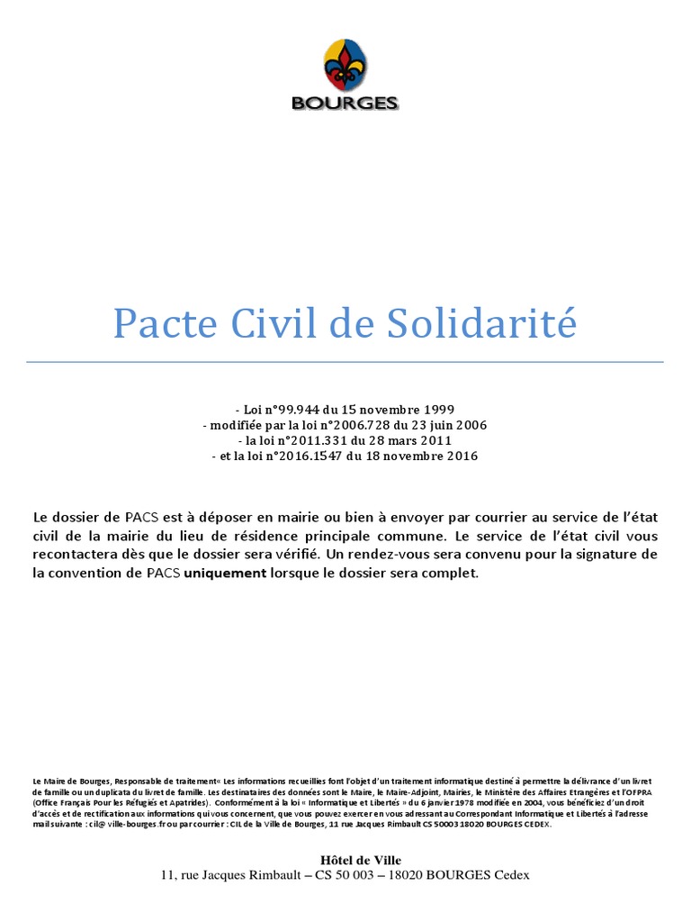 Dossier Pacs | PDF | Certificat de naissance | Droit d'asile