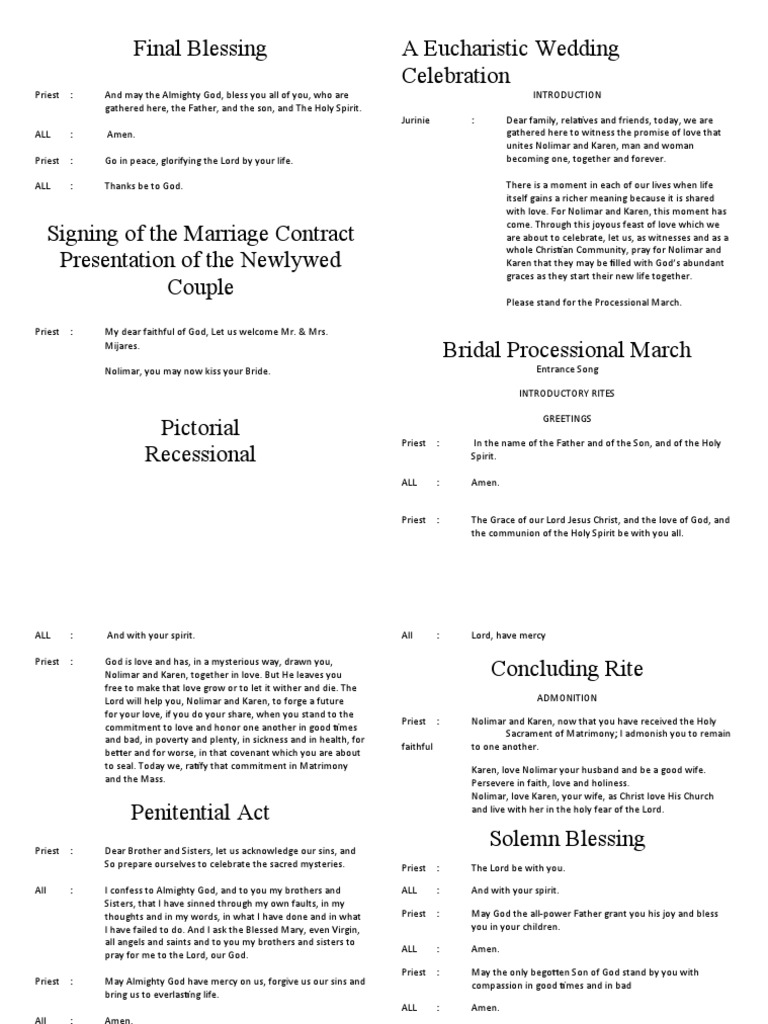 Wedding Misalet | PDF | Eucharist | Mass (Liturgy)