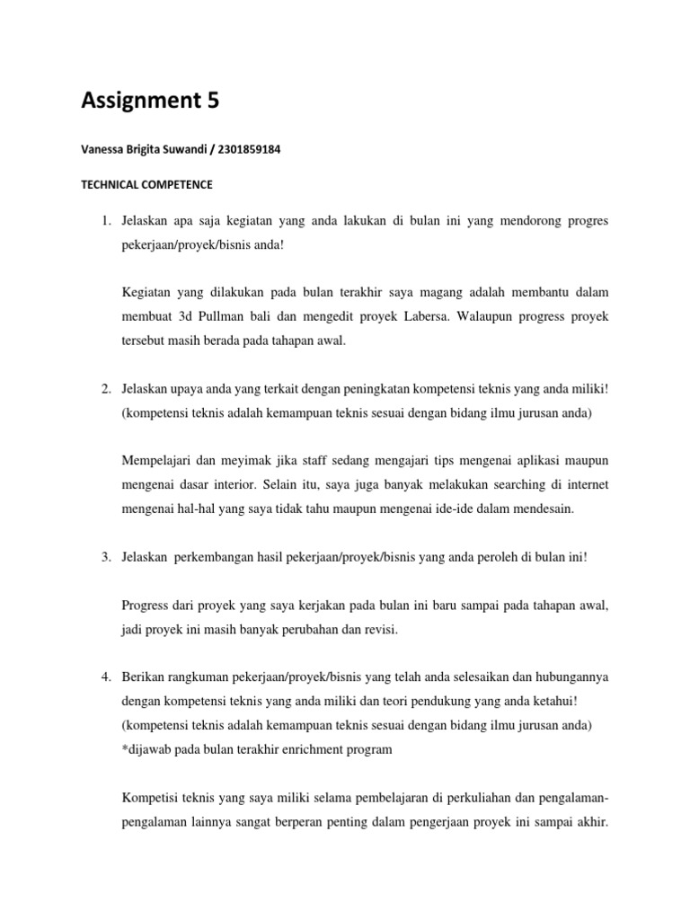 Assignment Bulan 5-Tc-In | PDF | Karier & Perkembangan