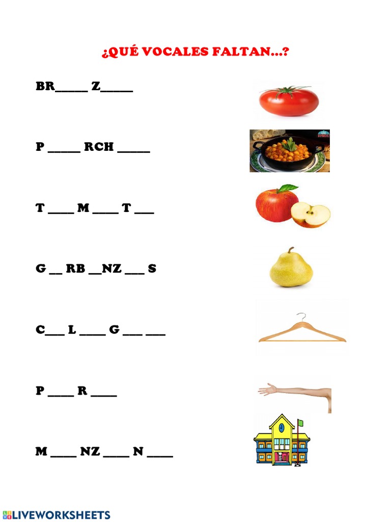 Completa las Vocales Faltantes | PDF