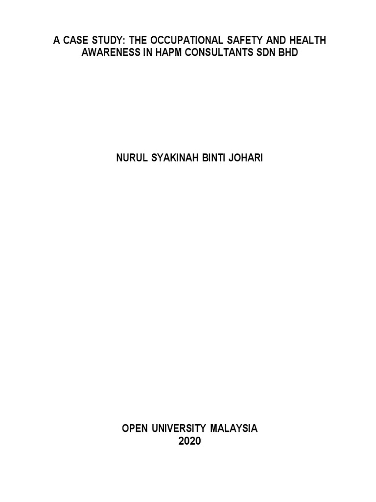 Case Study Safety and Health Awareness | PDF | Occupational Safety And ...