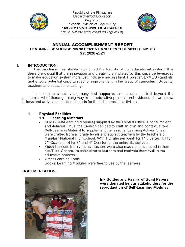 Accomplishment Report-Lrmds | Download Free PDF | Teachers | Cognition