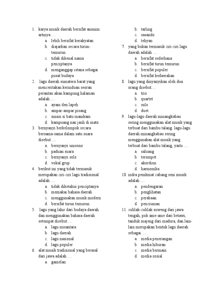 Soal SBK Kelas 8 | PDF