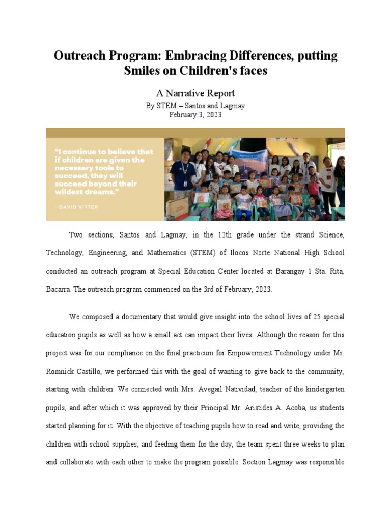 Outreach Program | PDF | Science, Technology, Engineering, And ...