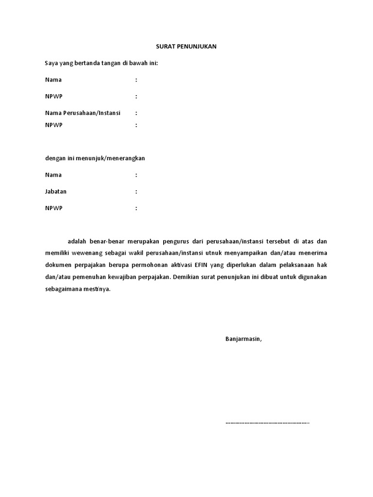 Surat Penunjukan Efin | PDF