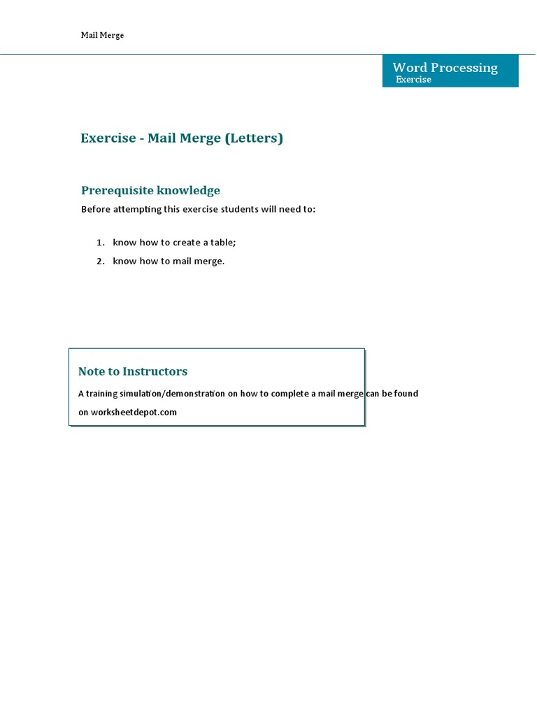 Mail Merge Exercise | PDF | Computing Mail Merge Exercise | PDF | Computing
